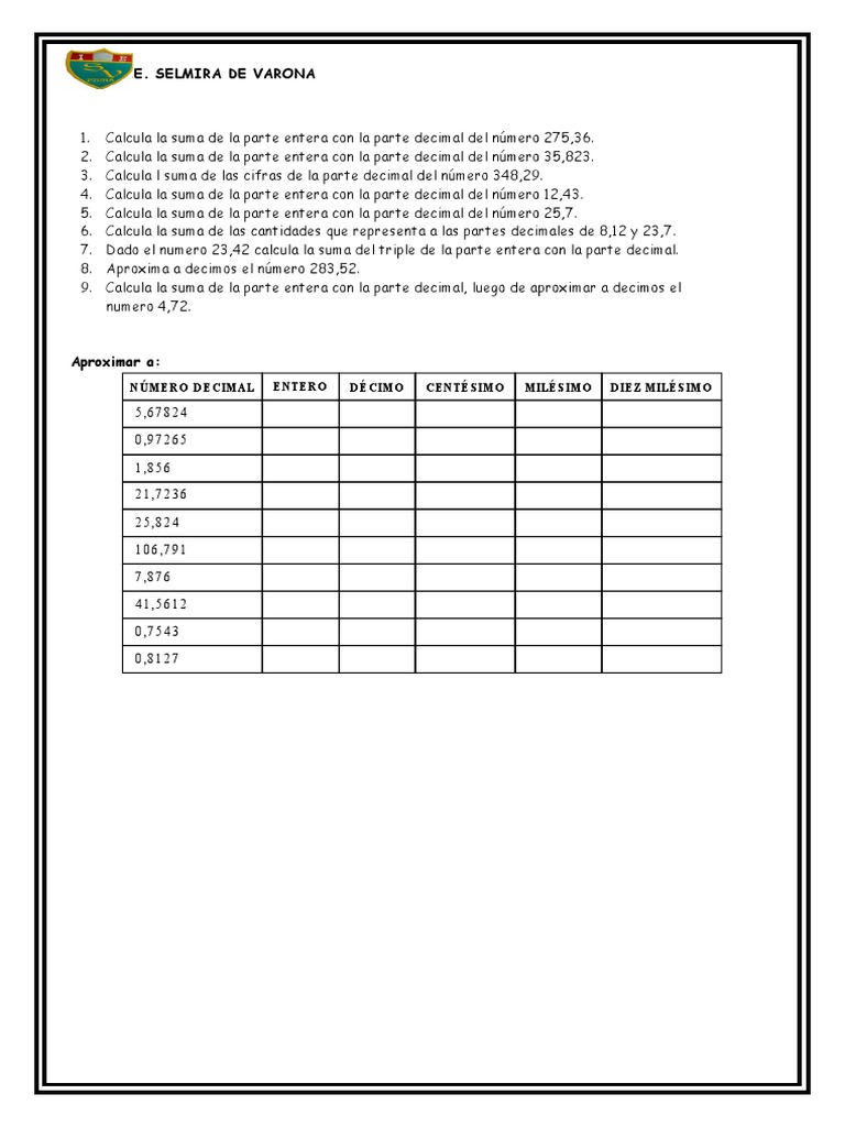Ejercicios de Redondeo | PDF