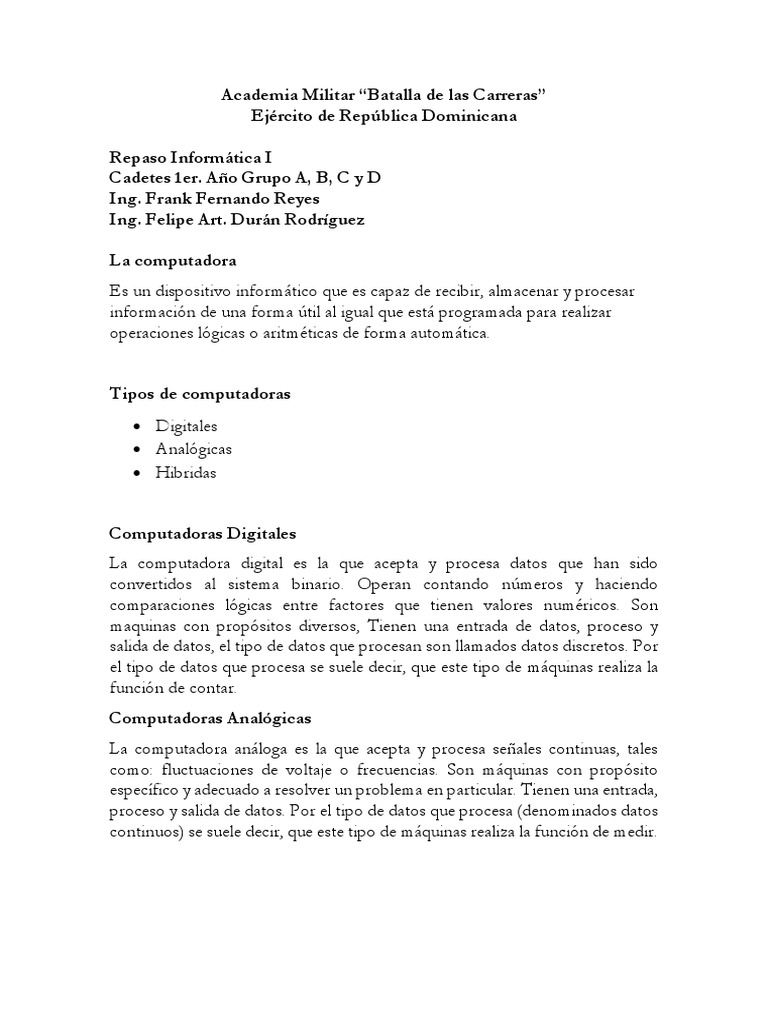 Tipos de Computadoras y Terminales | PDF | Terminal de computadora ...