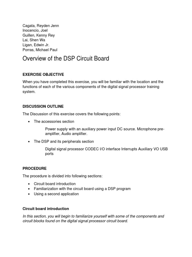 Exercise 1 1 DSP Circuit Board | PDF | Digital Signal Processor ...