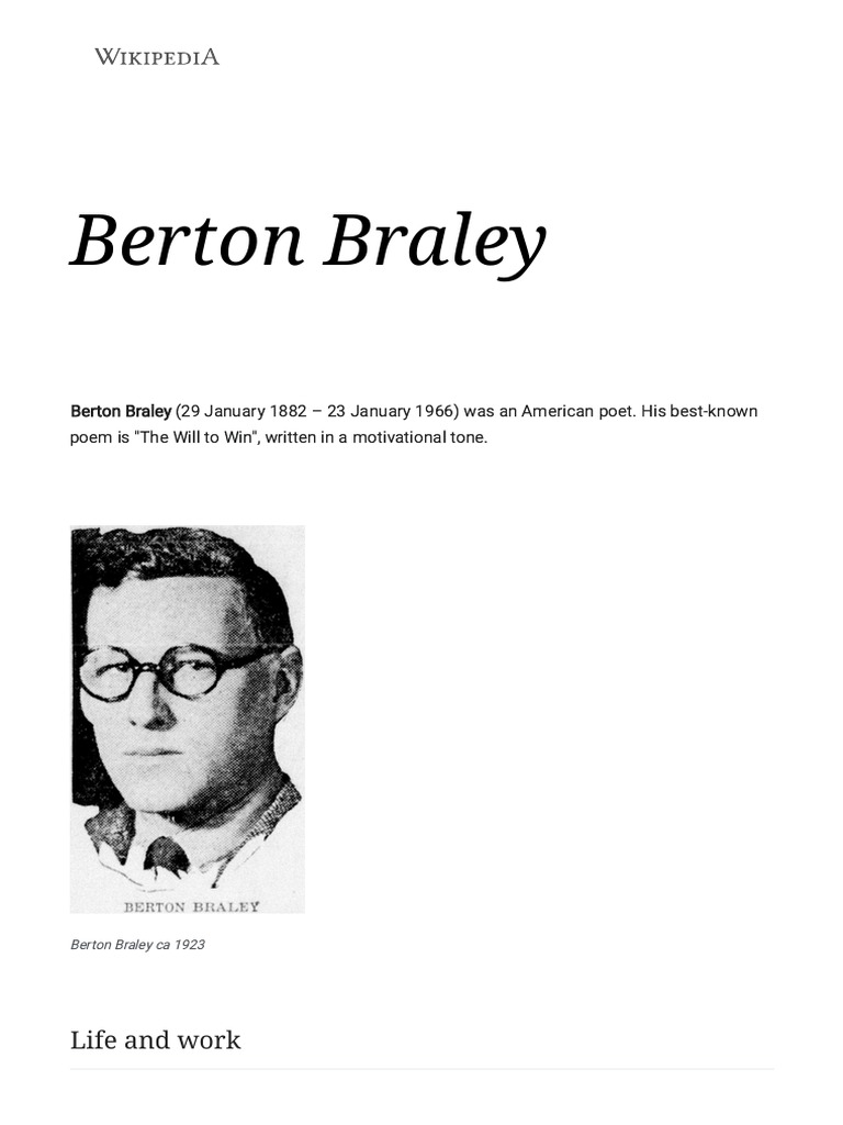 Berton Braley - Wikipedia | PDF | Poetry