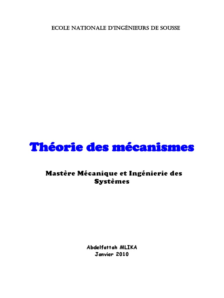 Théorie des Mécanismes et Mobilité | PDF | Mécanique | Ingénierie mécanique