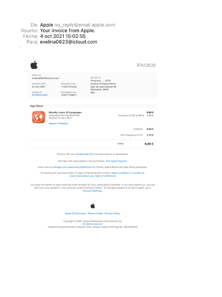 Your Invoice From Apple | PDF