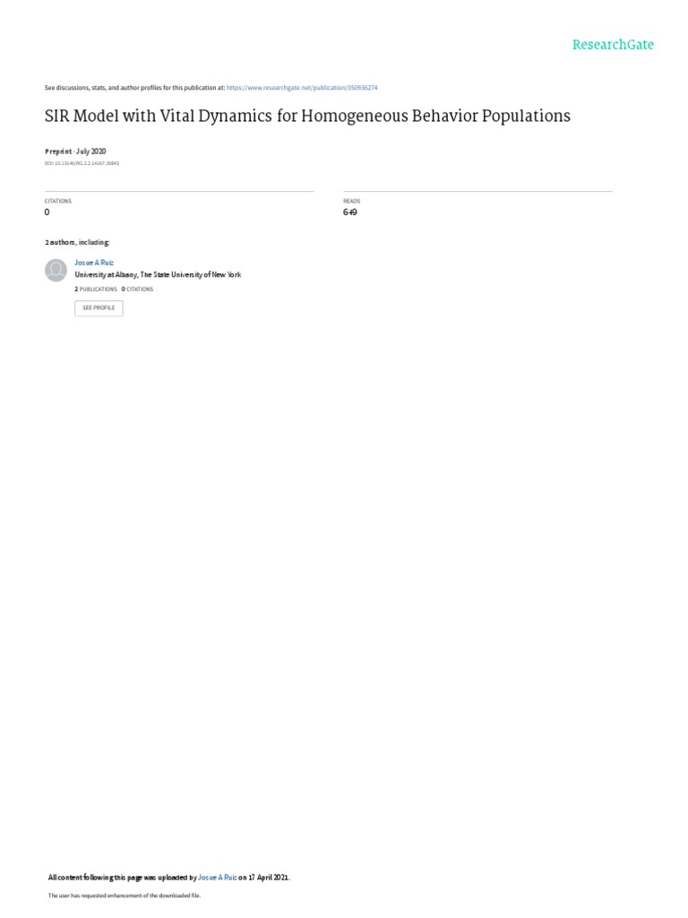 Sir Model | PDF | Applied Mathematics | Epidemiology