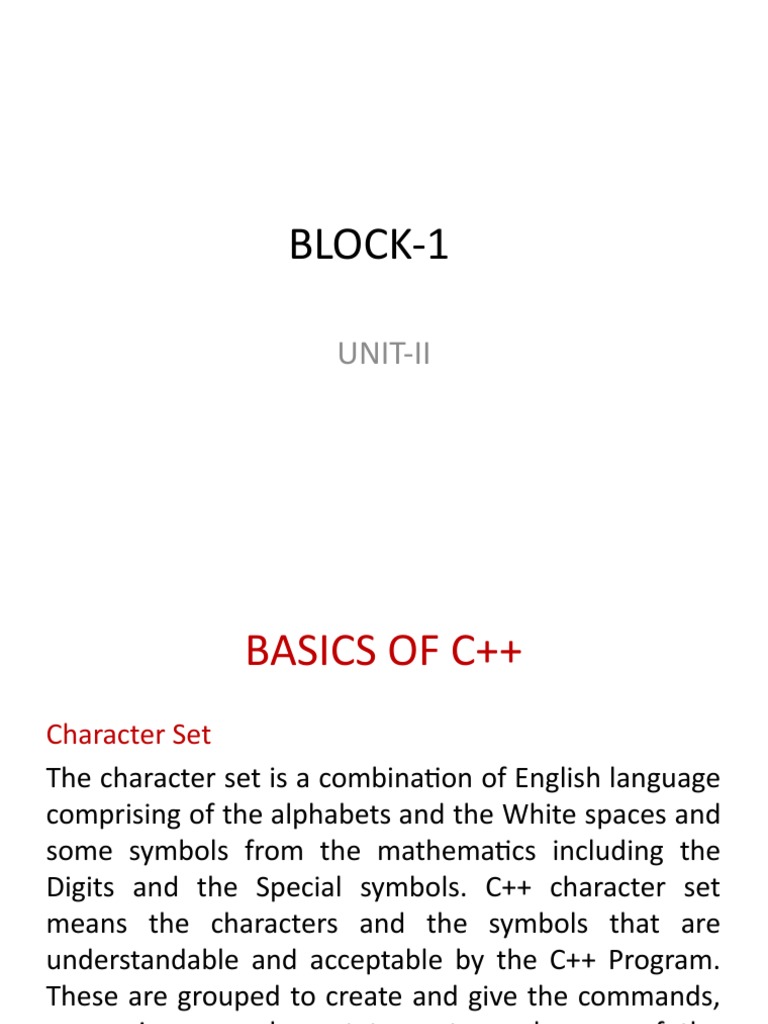 Block-1: Unit-Ii | PDF | C++ | Data Type