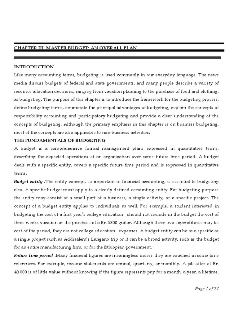 Ch. 2 Master Budget-Rev-2 | Download Free PDF | Equity (Finance) | Budget