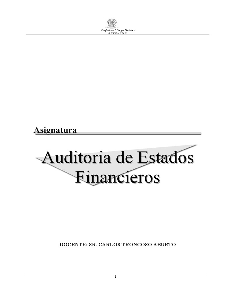 Modulo De Auditoria De Estados Financieros Pdf Auditoría Contabilidad