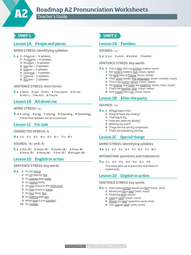 RM A2 Pronunciation Worksheets TNs | PDF | Linguistics | Human Voice