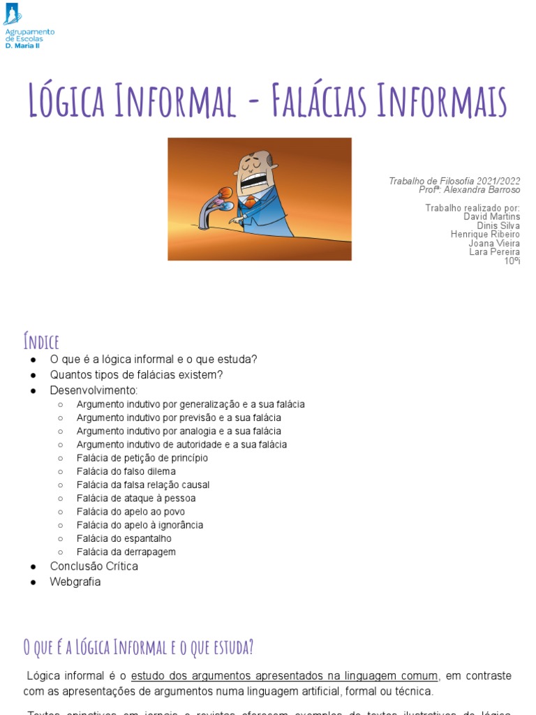 Lógica Informal - Falácias Informais | PDF | Falácia | Argumento