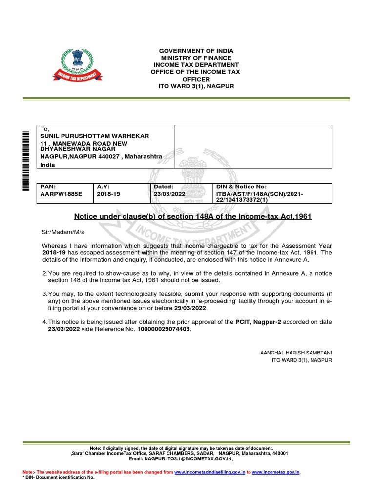 AARPW1885E - Show Cause Notice For Proceedings Us 148A - 1041373372 (1 ...