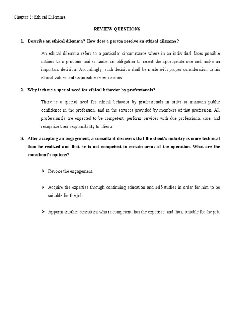 Ethical Dilemmas in Professional Conduct | PDF | Consultant | Financial ...