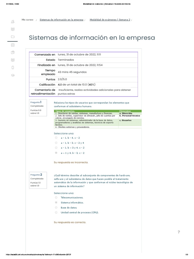 Modalidad de Exámenes - Semana 2 - Sistema de La Informacion No Aprobado | PDF | Software de la ...