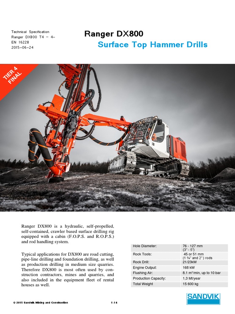Specification Ranger DX800 | PDF | Drill | Drilling