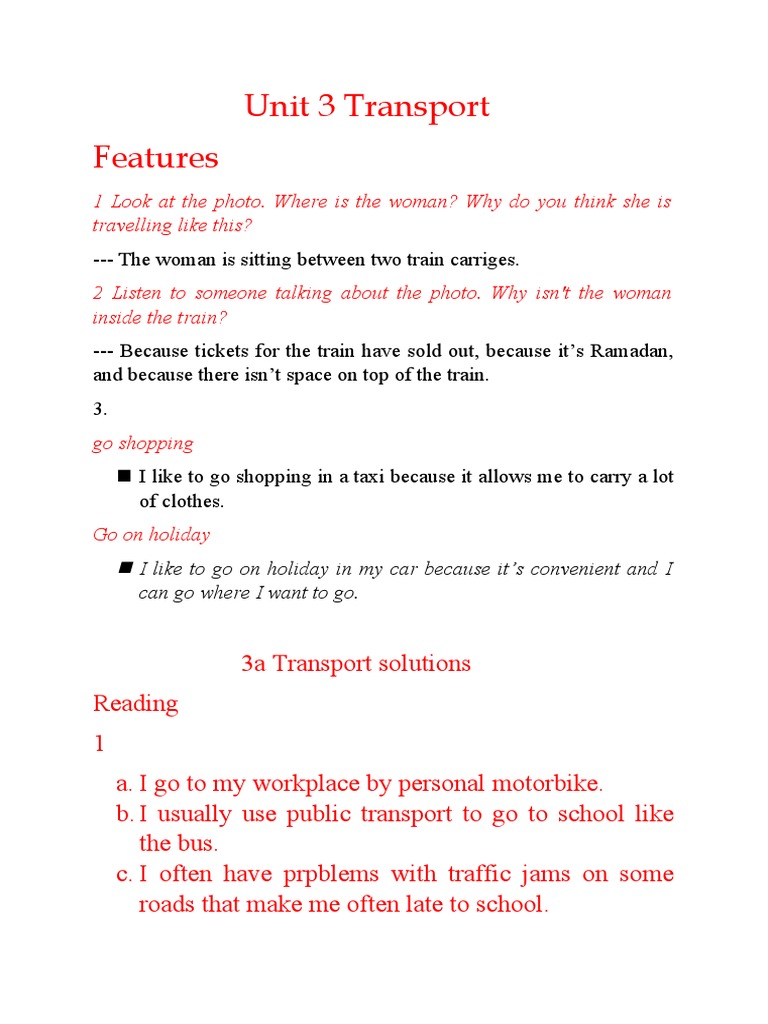 Unit 3 Transport | PDF | Traffic | Transport