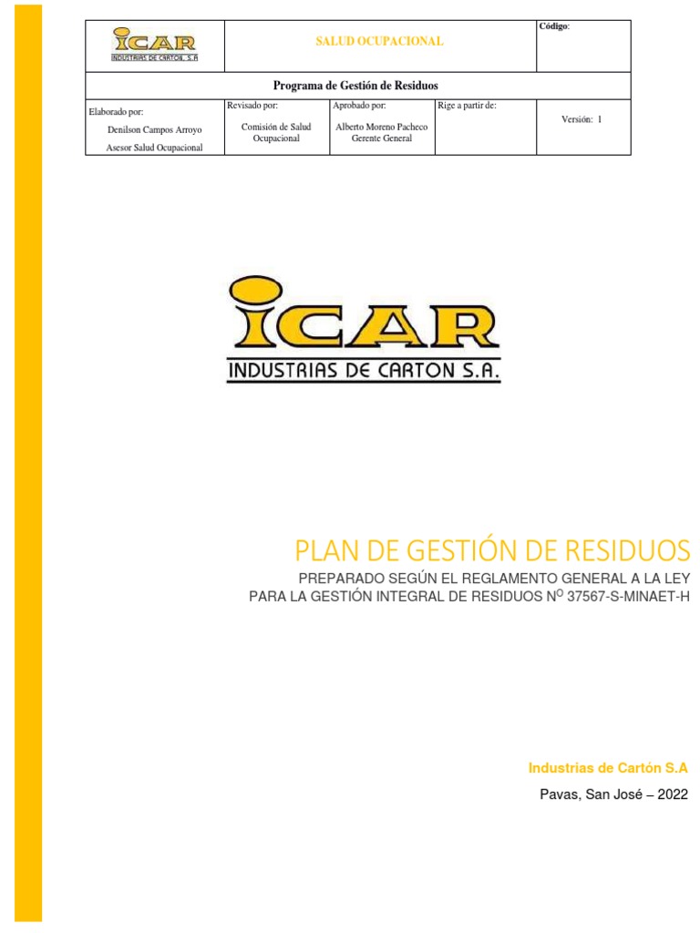 Programa de Gestión de Residuos | PDF | Residuos | Reciclaje