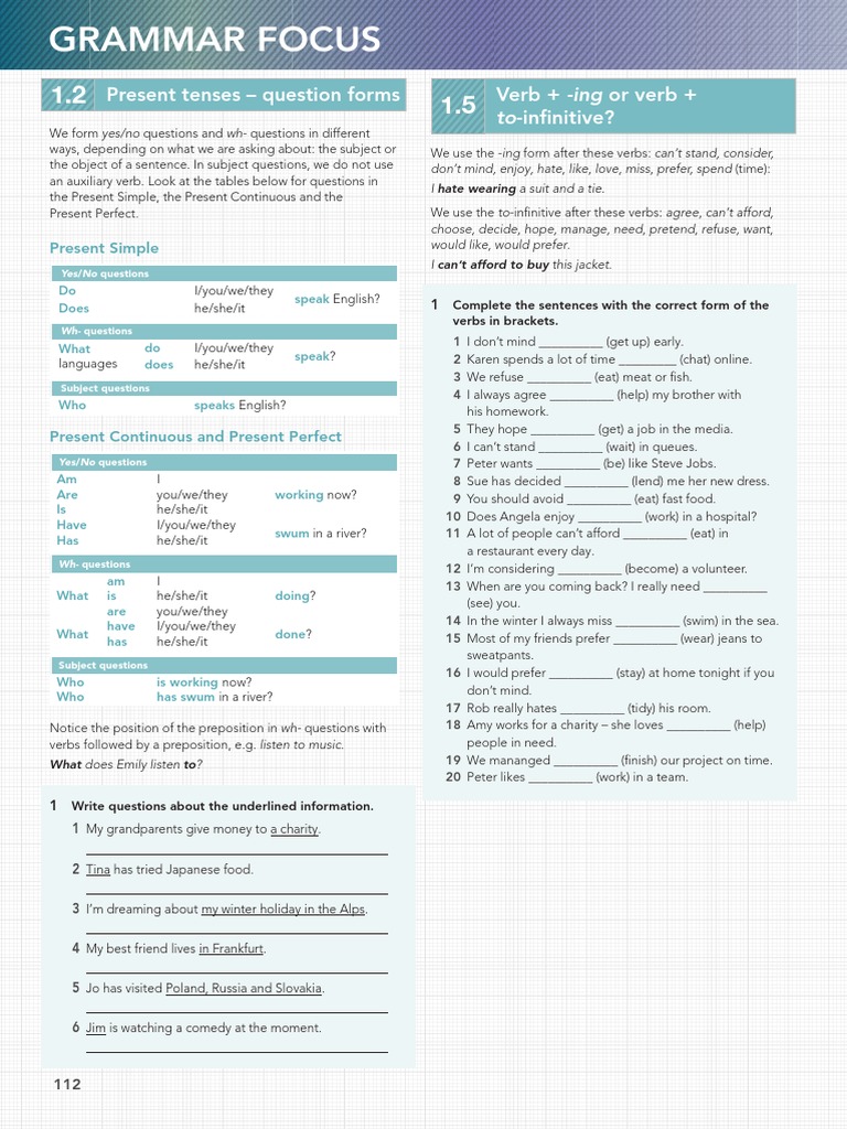 Focus BrE2 StudentsBook U1 GrammarFocus | PDF | Verb | English Language