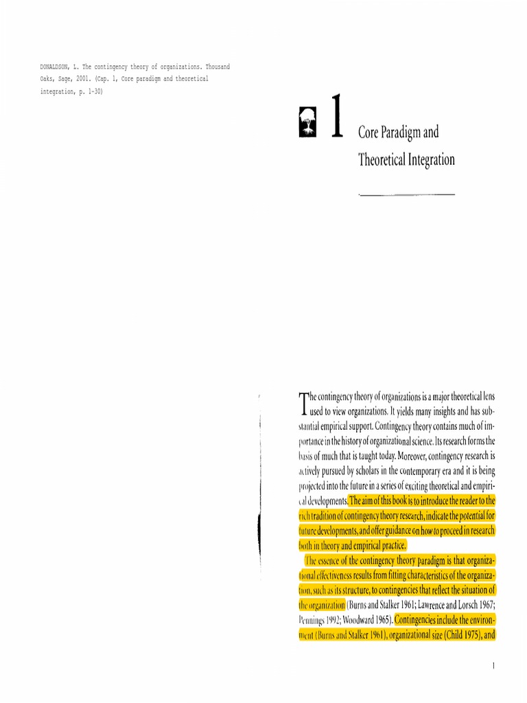 03 - Donaldson 2001 Contingency Theory Cap.1 | PDF | Theory | Academic ...