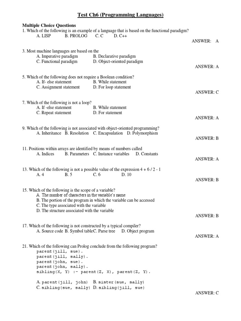 Test CH 06 | PDF | Variable (Computer Science) | Programming Paradigms