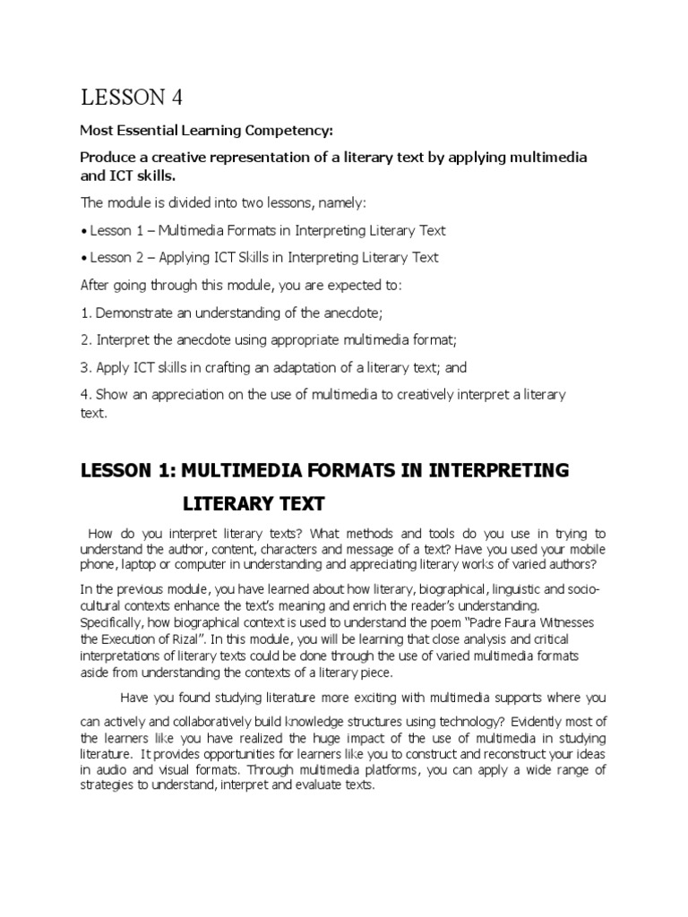 Creative Representation of A Literary Text | PDF Creative Representation of A Literary Text | PDF