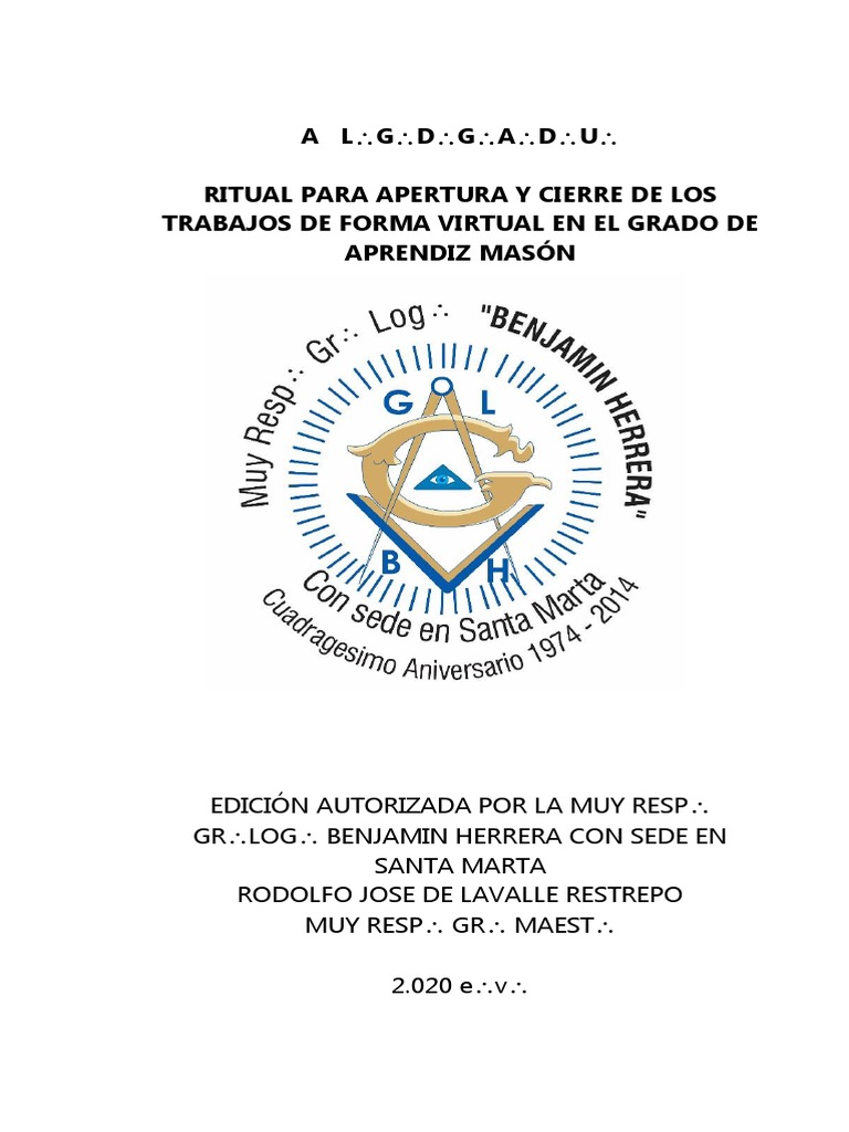 Ritual para Tenida Vrtual Del Grado de Aprendiz 2020 | PDF