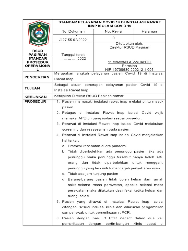 Pelayanan Pasien Covid Di Ranap | PDF