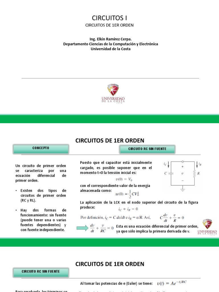 Diapositiva #10 - Circuitos de 1er Orden | PDF | Red eléctrica | Condensador