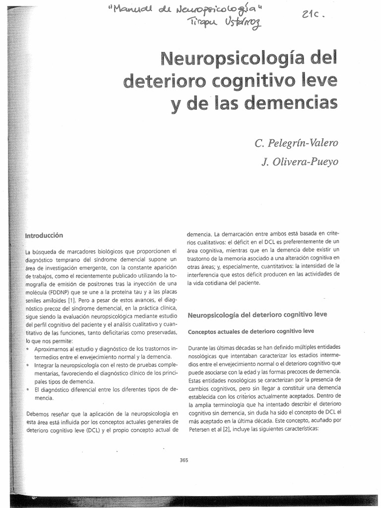 Neuropsicologia Del Deterioro Cognitivo Leve | PDF