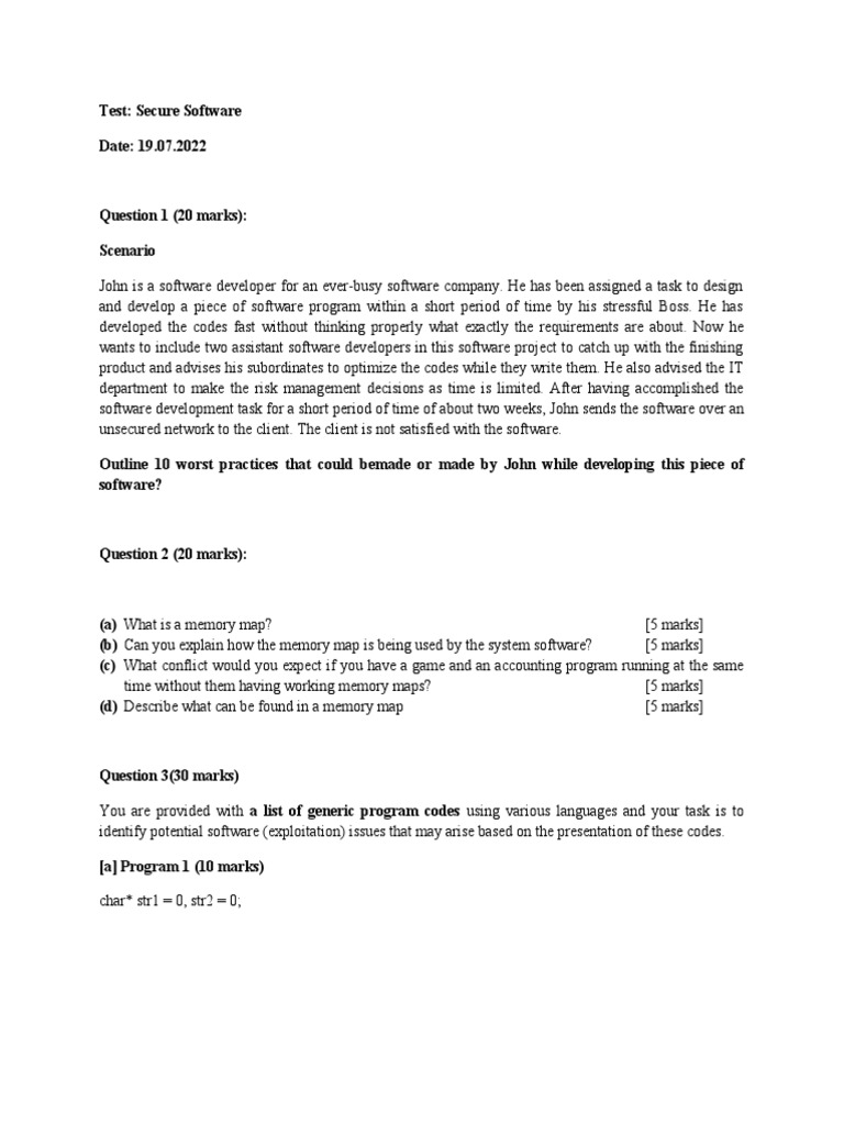 Test Secure Software 1B | PDF | Computers