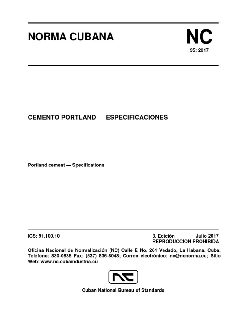 NC 95 - 2017 | PDF | Cemento | Material compuesto