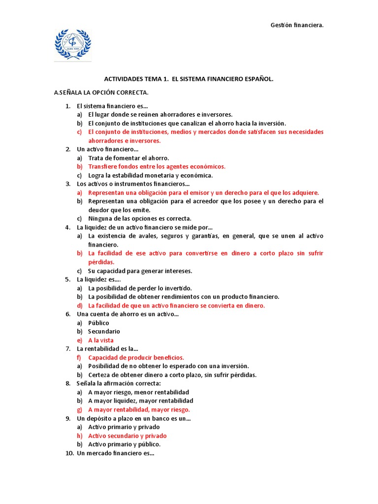 ACTIVIDADES TEMA 1 - GF - Jesus Lopez | PDF | Bancos | Dinero