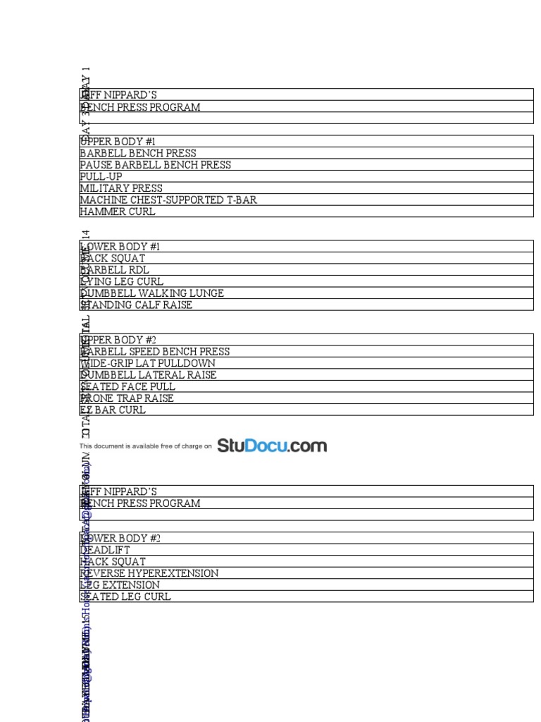 Jeff Nippardx 27s Bench Press Specialization Program PDF Free (1 ...