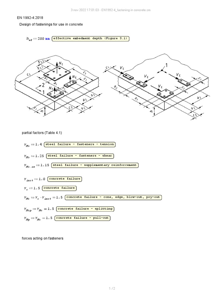 EN 1992-4 Fastening Example | PDF