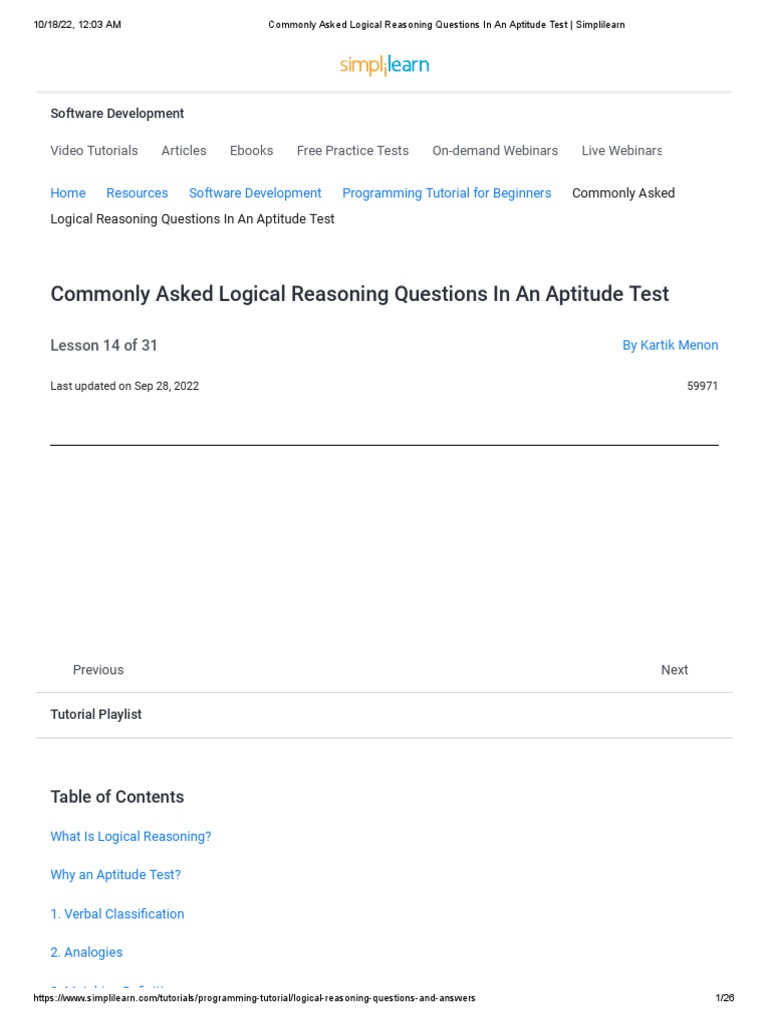 Commonly Asked Logical Reasoning Questions in An Aptitude Test ...