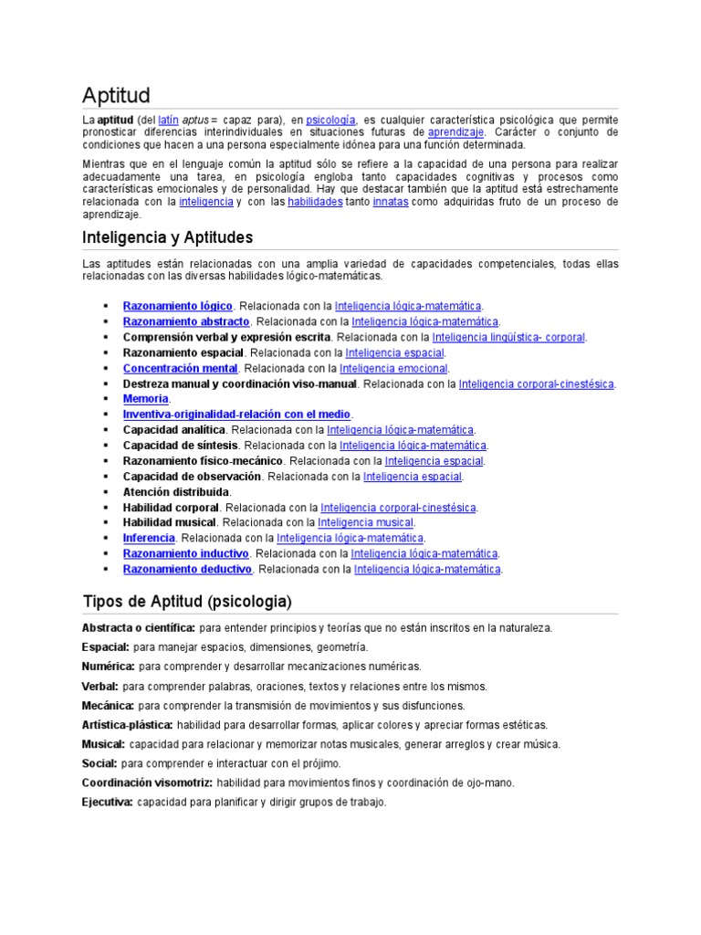 Aptitud y Actitud en Psicología | PDF | Actitud (psicología) | Sicología