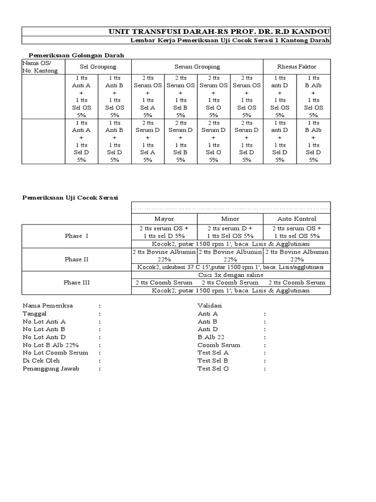 Lembar Kerja Pemeriksaan Uji Cocok Serasi | PDF