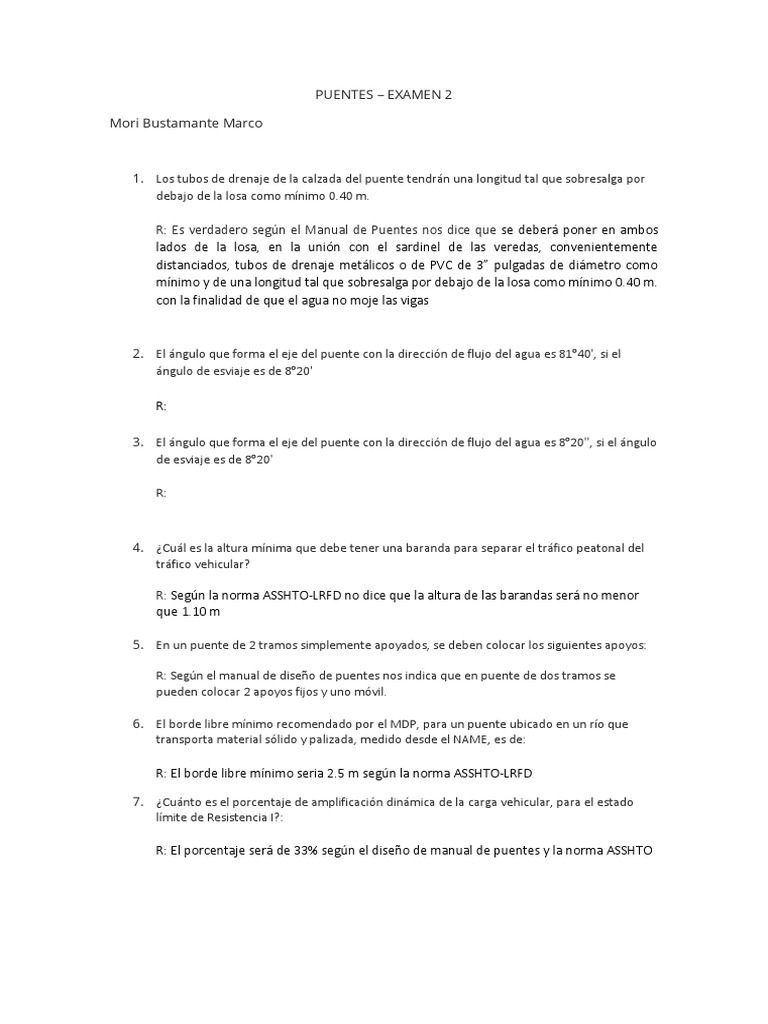 Puentes - Examen 2 | PDF