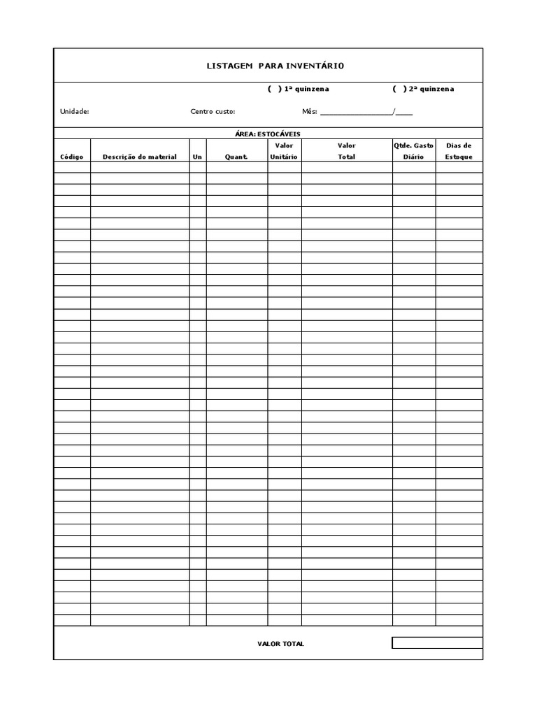Listagem para Inventario | PDF | Inventário | Contabilidade gerencial