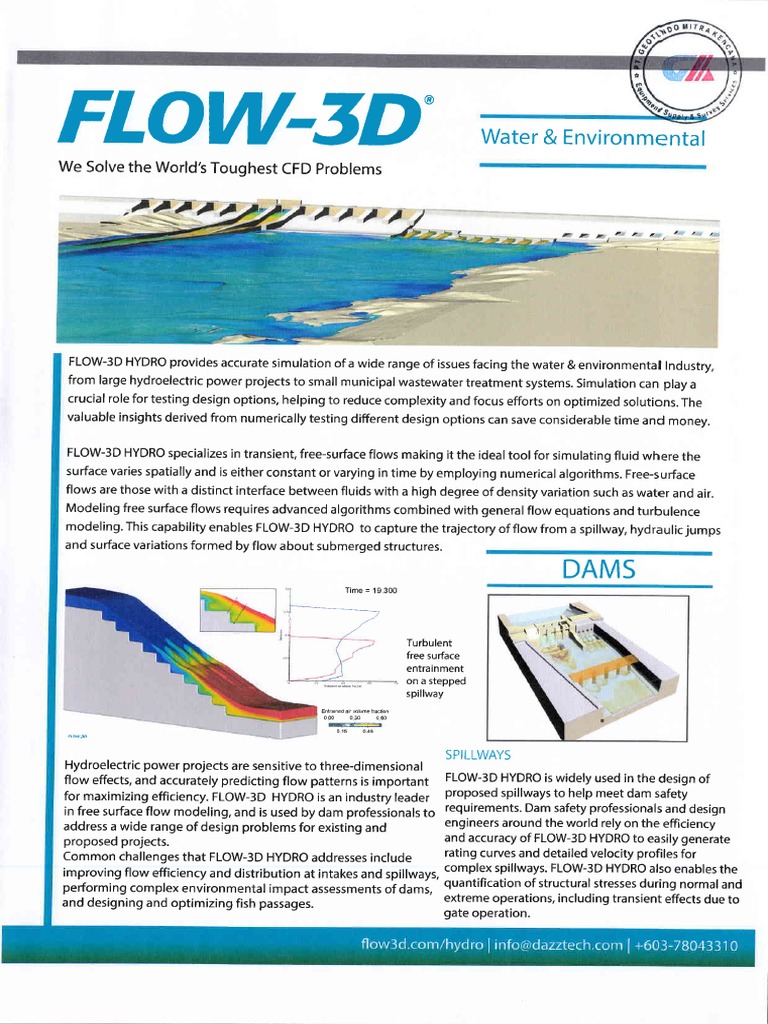 FLOW-3D HYDRO - Water & Environmental Brochure - Stamped | PDF | Fluid Dynamics | Computational ...