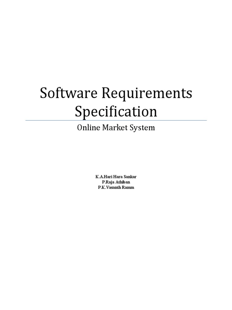 Online Market System SRS | PDF | Databases | Password