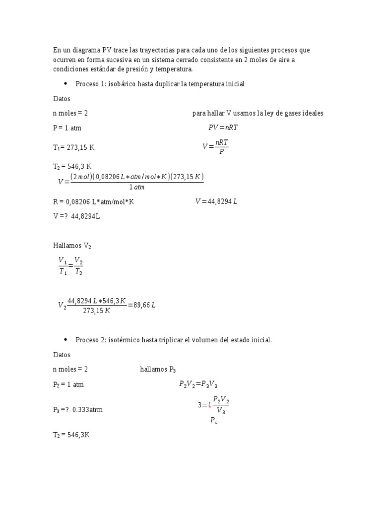 Análisis Termodinámico de Procesos Gaseosos | PDF | Entalpía | Cantidades fisicas