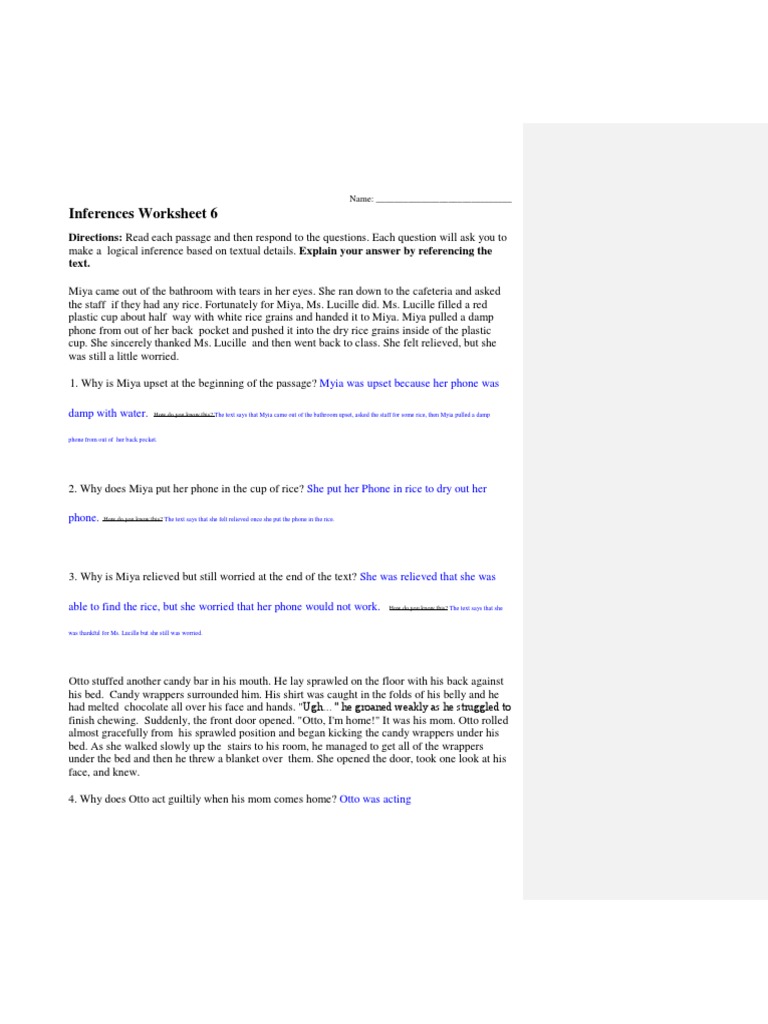 Mrs. Tamyra - Making Inferences. Exercise 4 (3 | PDF | Language Arts & Discipline | Wellness