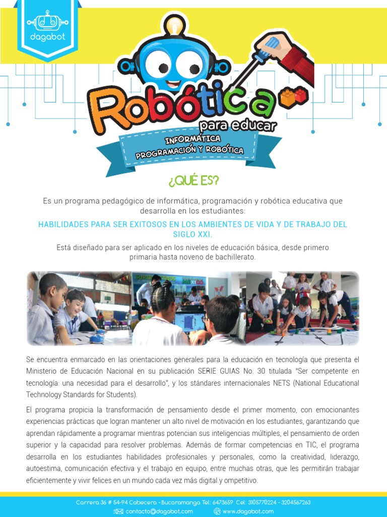 Brochure Robótica para Educar | PDF | Robot | Robótica