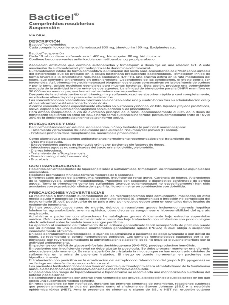 Bacticel Diptico Prosp Web | PDF | Enfermedades y trastornos | Medicina