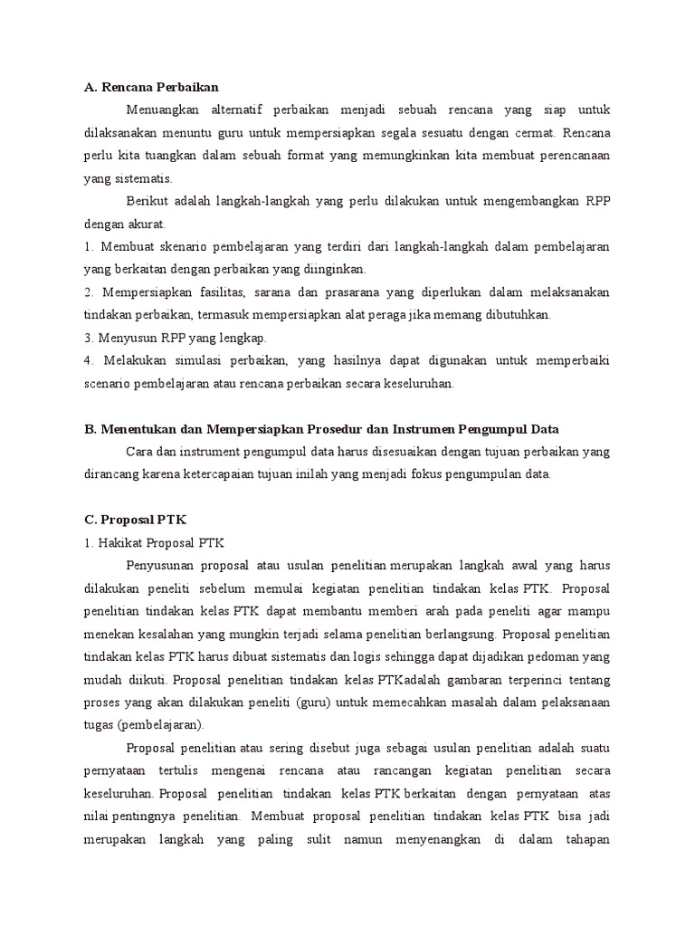 Makalah Rencana Dan Proposal PTK | PDF