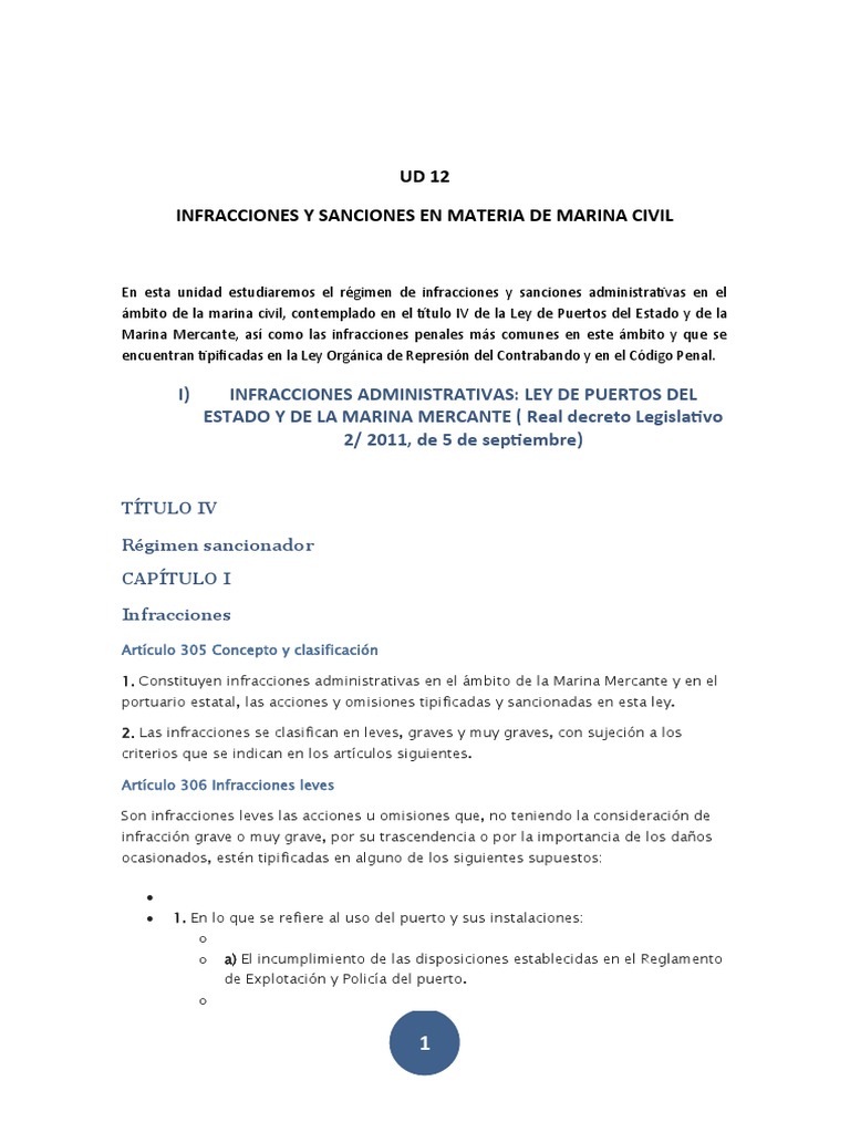Ud 12 Infracciones y Sanciones en Materia de Marina Civil | Descargar gratis PDF | Multa (pena ...