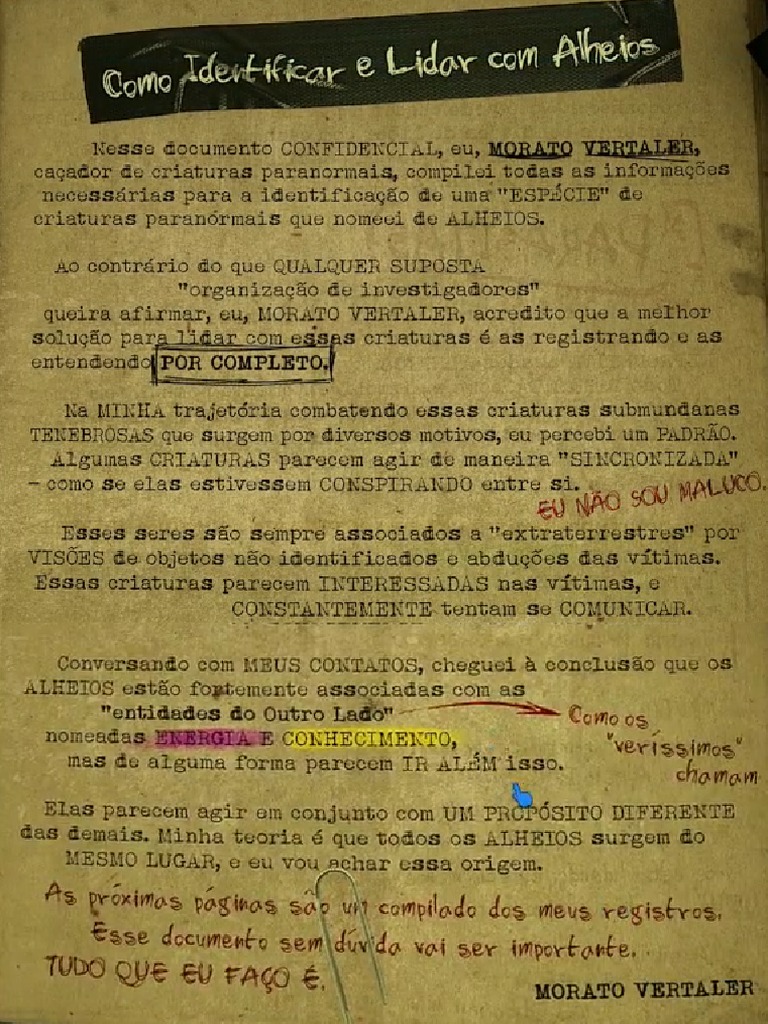 Ordem Paranormal Bestiário Alheios | PDF