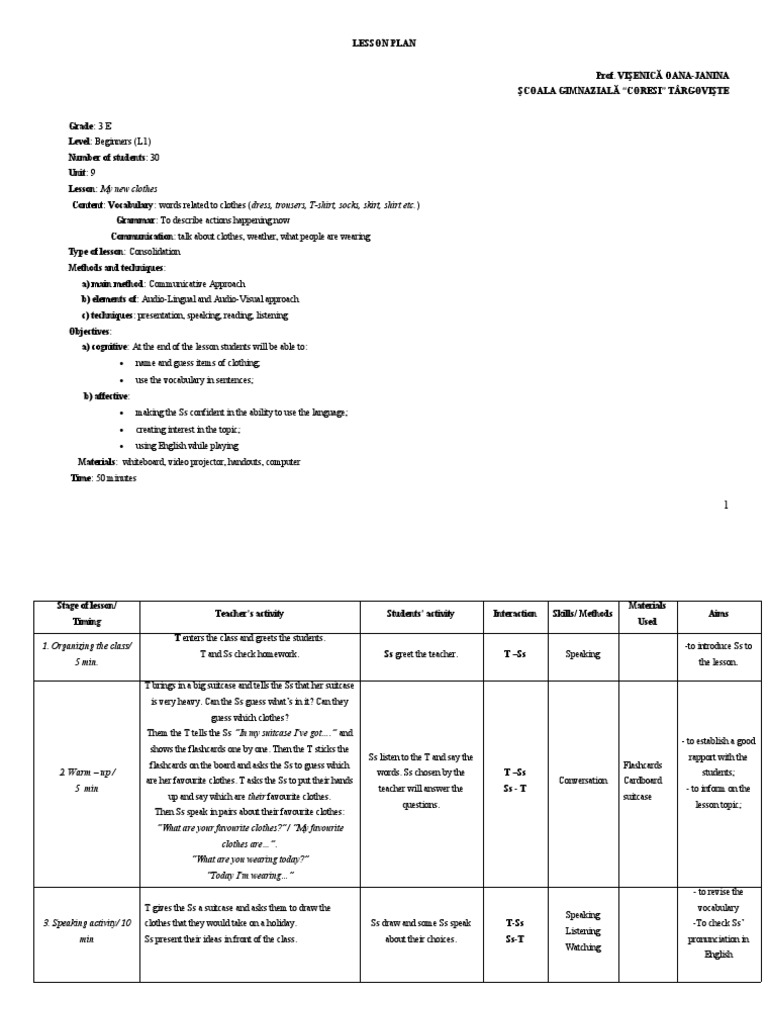 0 Lesson Plan 3rd Grade Gradul I 19.03.2019 | PDF | Human Communication ...