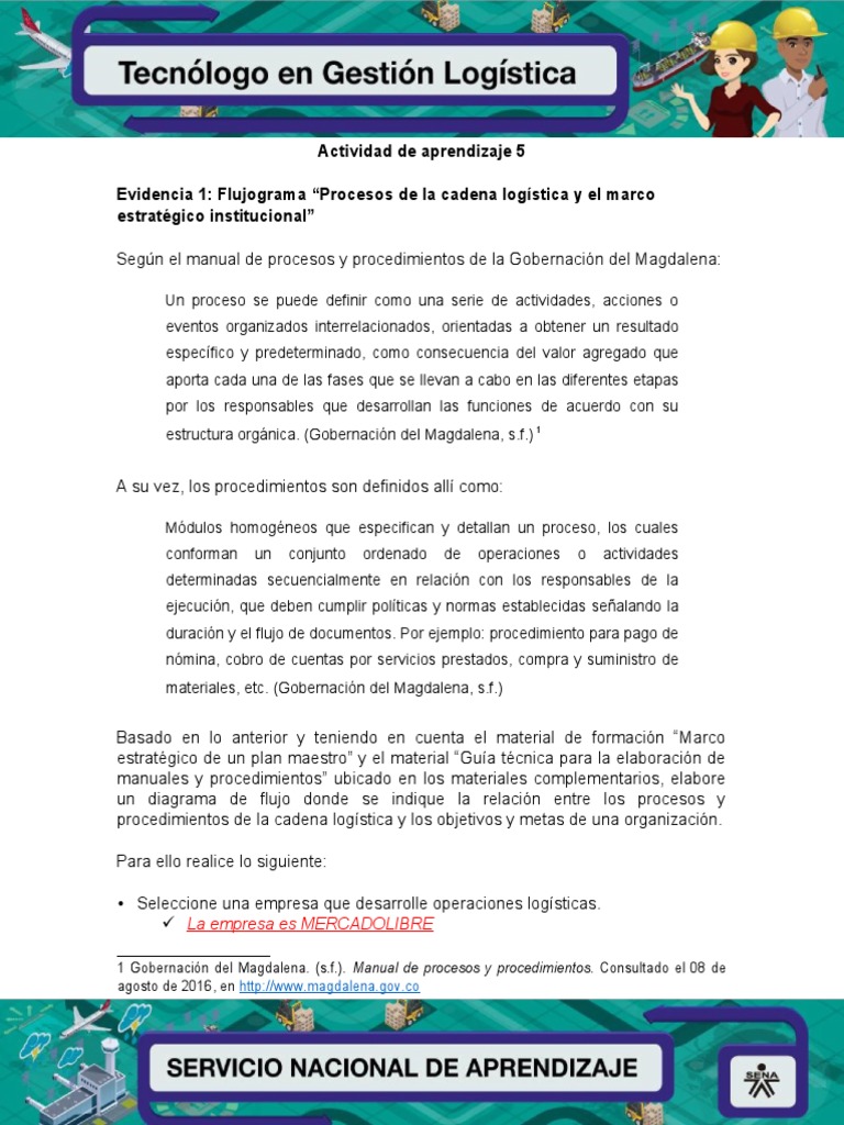 Evidencia 1 Flujograma Procesos de La Cadena Logistica y El Marco Estrategico Institucional PDF ...