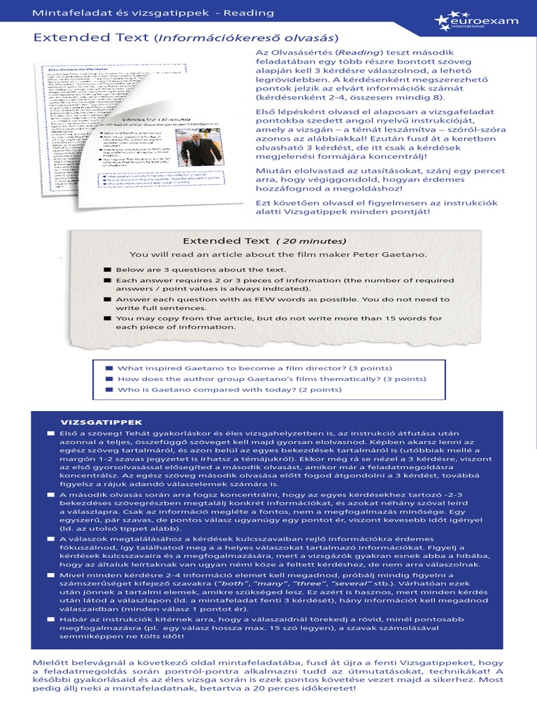 READ2 O Extended Text c1 Uj Vizsgatippek-Mintafeladat v2 | PDF