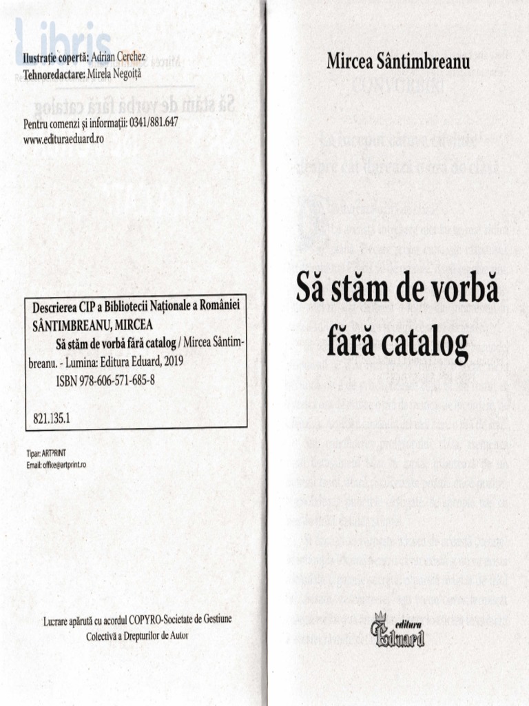 Sa Stam de Vorba Fara Catalog - Mircea Santimbreanu | PDF