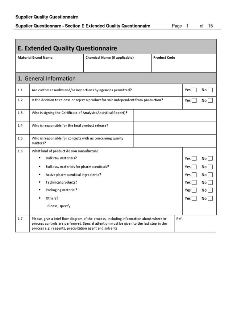 GMP Quality Supplier Audit Questionnaire 1663569818 | PDF | Calibration ...